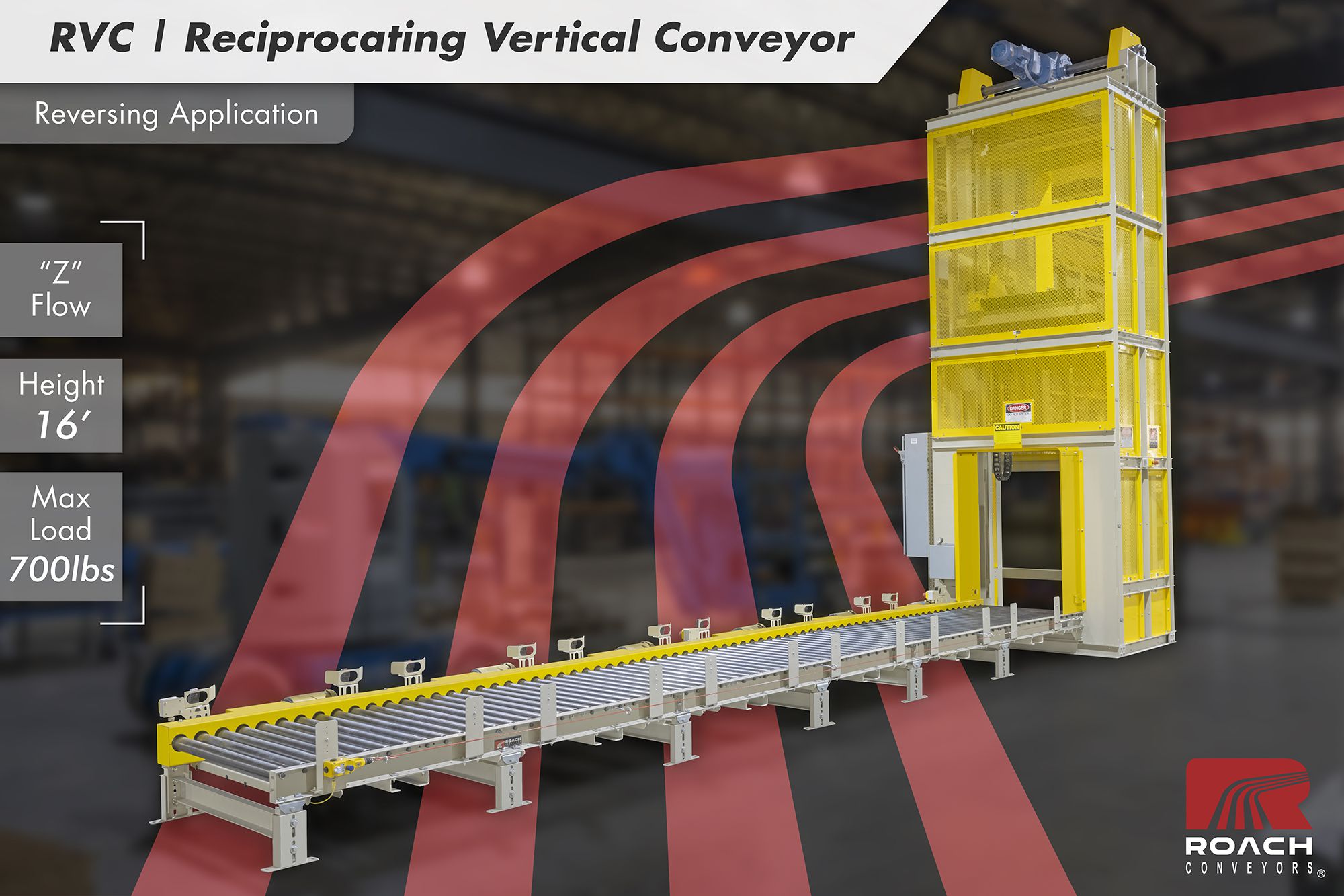 RVC | Reciprocating Vertical Z-Flow with Reversible Application - Roach Conveyors
