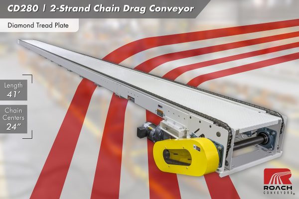 CD280 | 2-Strand Chain Drag w/ Diamond Tread Plate - Roach Conveyors