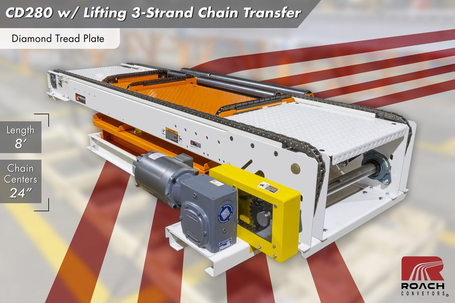 CD280 with Positive Lifting Chain Transfer - Roach Conveyors