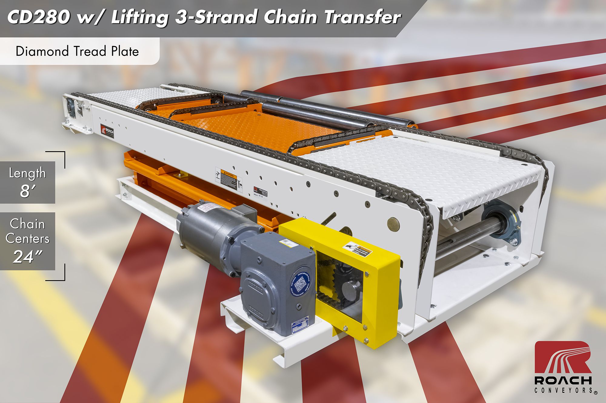 CD280 with Positive Lifting Chain Transfer - Roach Conveyors